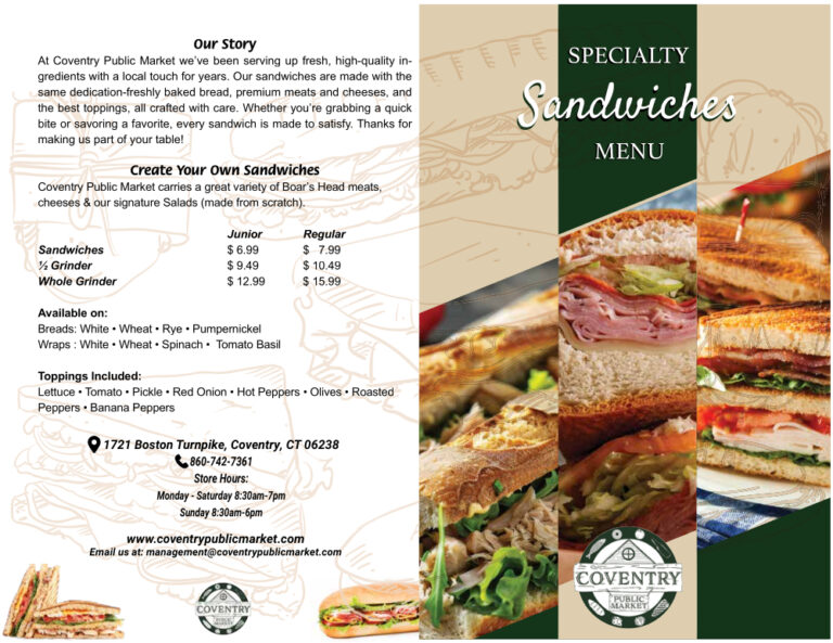 CPM Specialty Sandwich Menu | Coventry Public Market